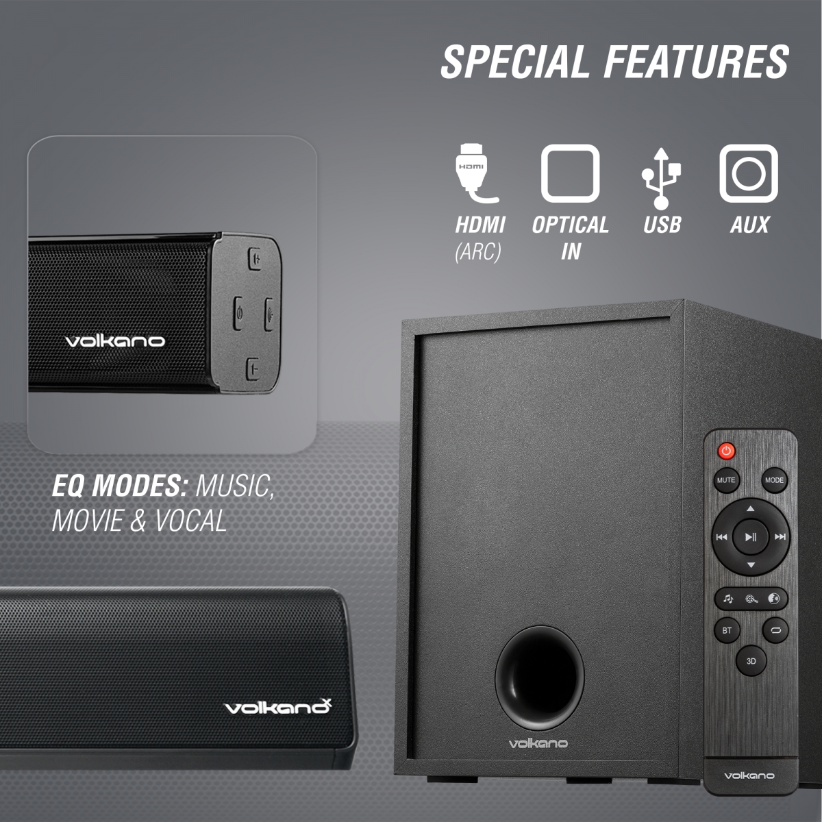 Volkano Turbulent Series 70W 2.1 Soundbar - Printex Online Store